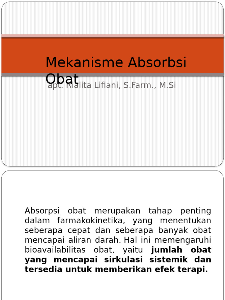 Mekanisme Absorbsi Obat | PDF