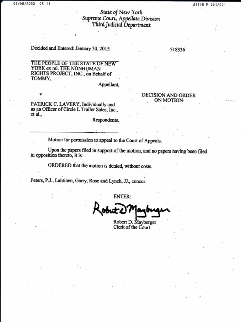 Decision and Order On Motion For Permission To Appeal To The Court of ...