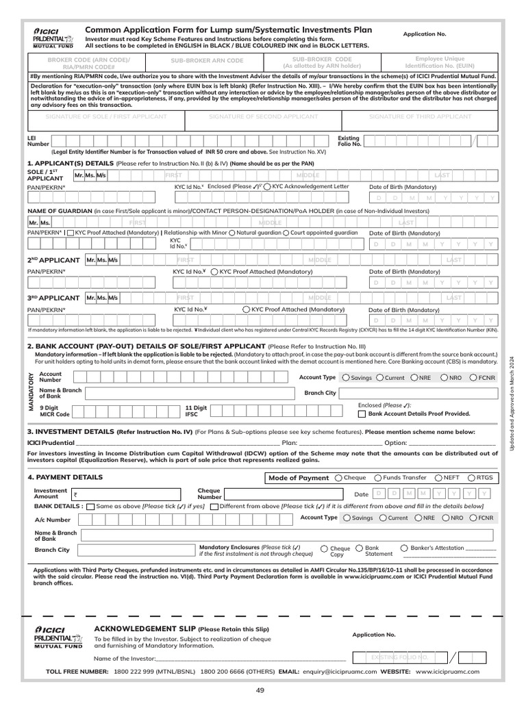 ICICI Pru Common Application Form | PDF | Banks | Identity Document