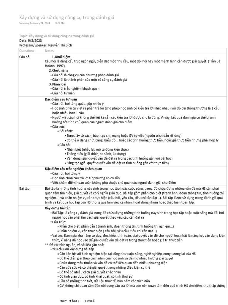 Xây D NG Và S D NG Công C Trong Đánh Giá | PDF