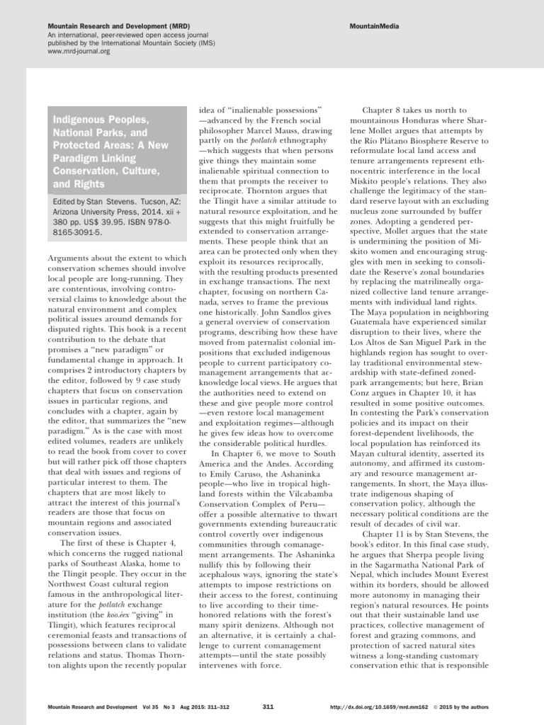 Indigenous Peoples, National Parks... - S. Stevens | PDF