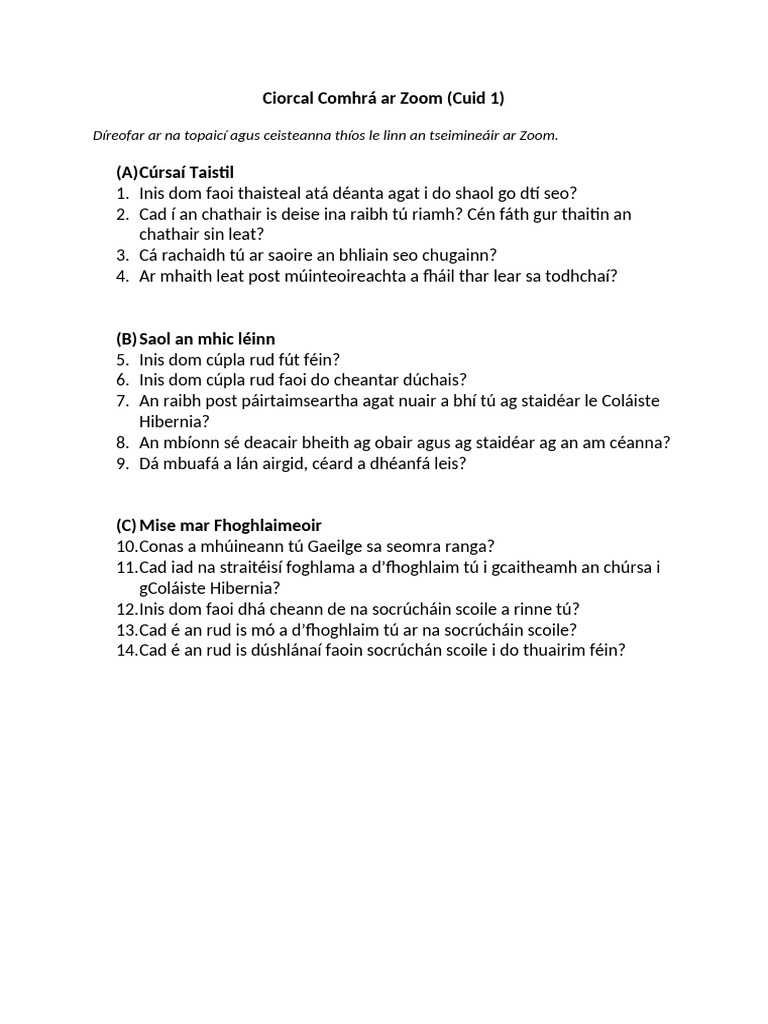 Ciorcal Comhra 1 | PDF