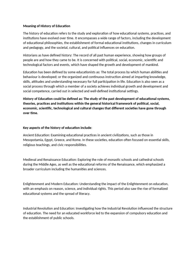 Introduction To History of Education | PDF | Liberal Arts Education ...