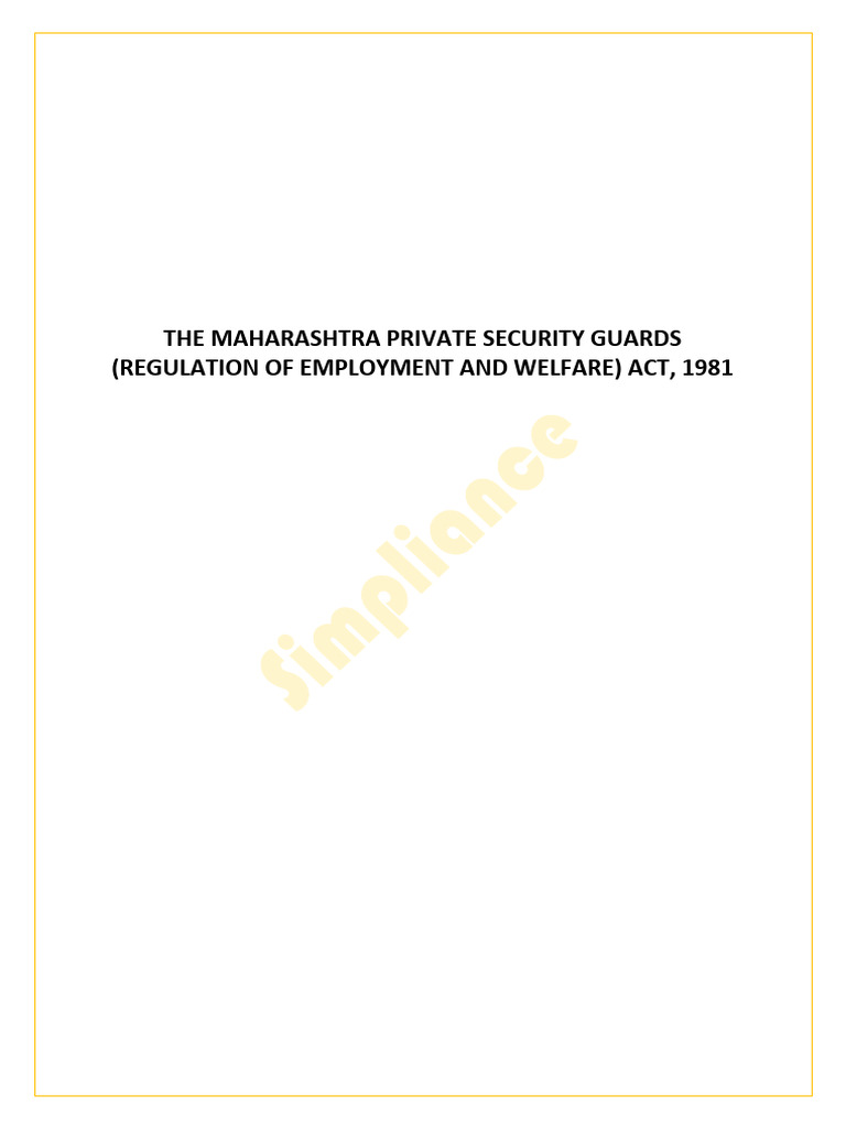 The Maharashtra Private Security Guards (Regulation of Employment and ...