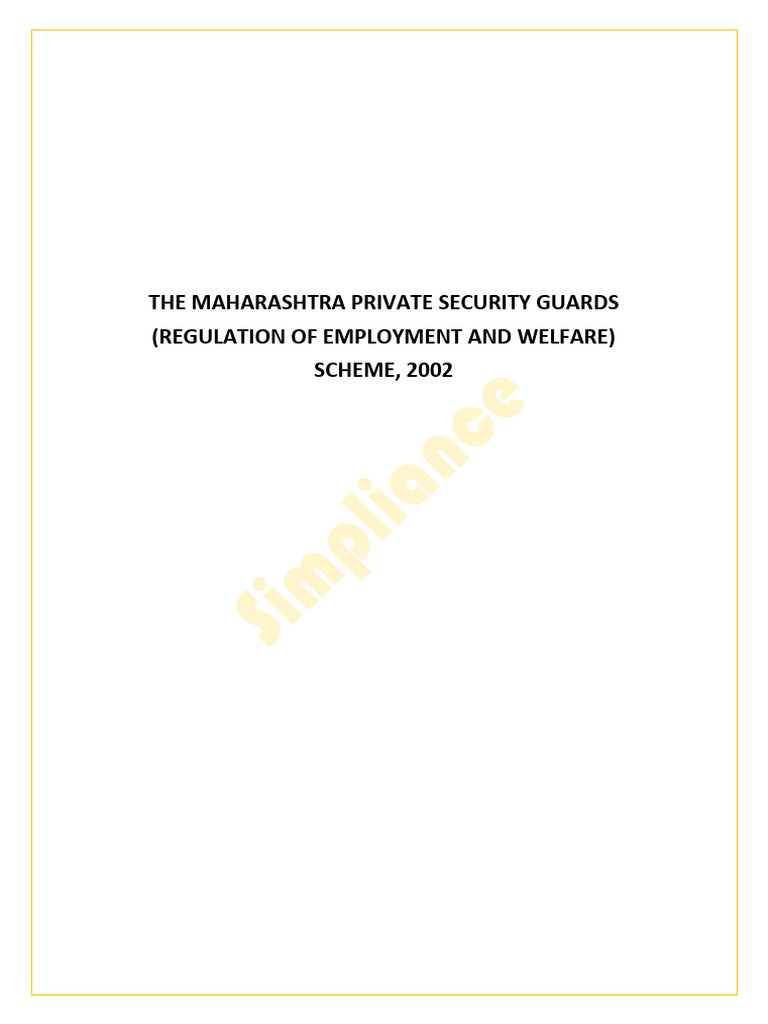 The Maharashtra Private Security Guards (Regulation of Employment and ...
