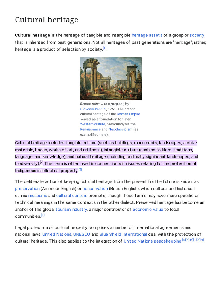 Cultural Heritage - Wikipedia | PDF | Cultural Heritage