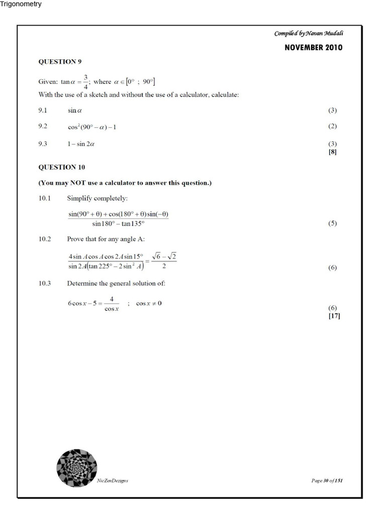 Trigonometry and Calculus | PDF