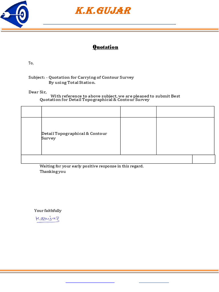 Contour Survey Quotation Details | PDF