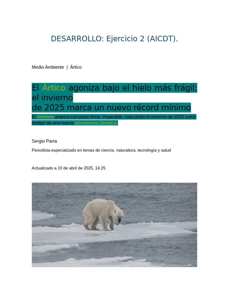 Desarrollo Ejercicio 2 | PDF | Hielo marino | Hielo