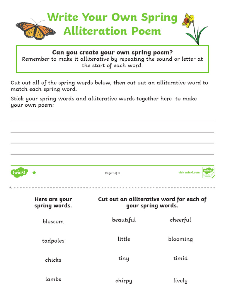 Write Your Own Spring Alliteration Poem | PDF | Poetic Devices | Poetics