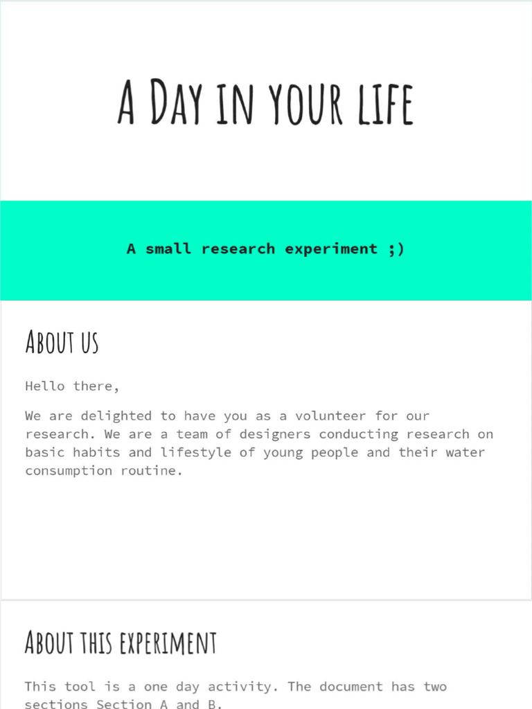 A DAY IN LIFE - RESEARCH TOOL Ayush Alex | PDF