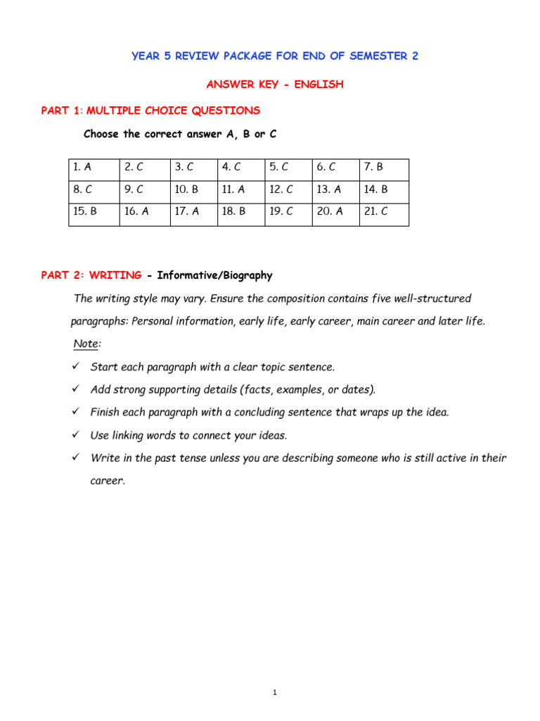 Year 5 End of Semester 2 Review Guide | PDF | Planets | Rainbow