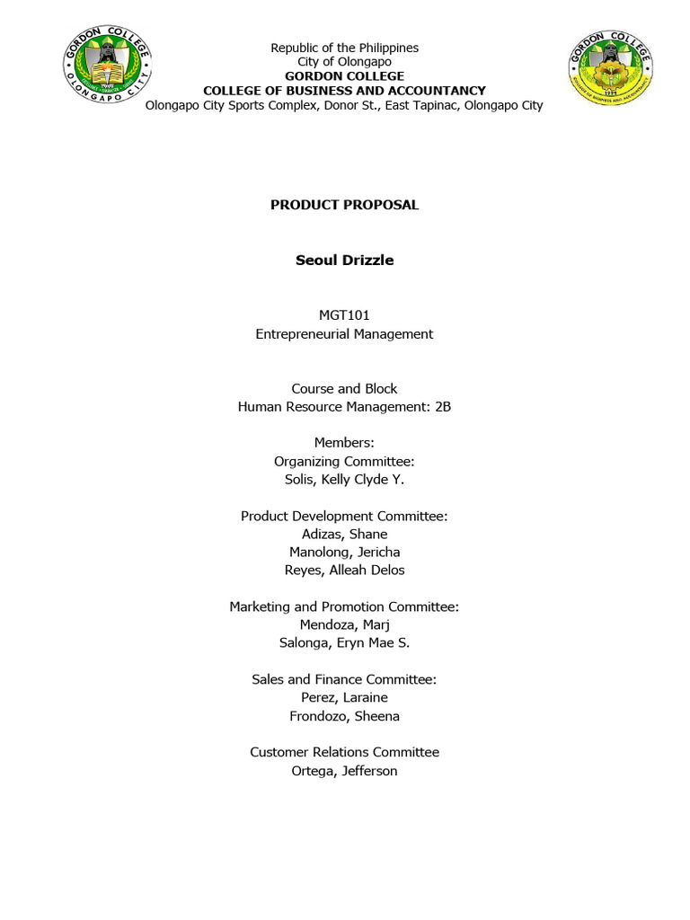 Entrep Product Proposal Format | PDF | Marketing | South Korea