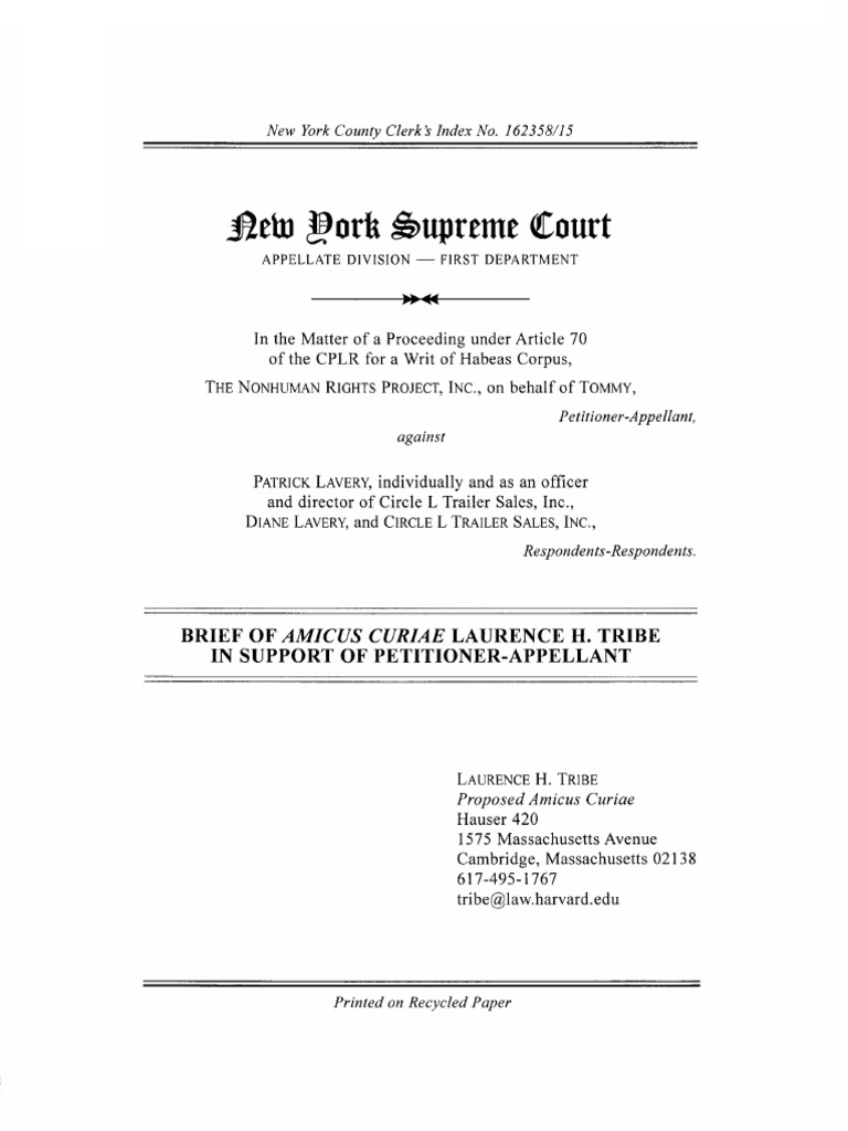 2015 - 162358 - The Nonhuman Rights Project Inc. v. Patrick C. Lavery ...