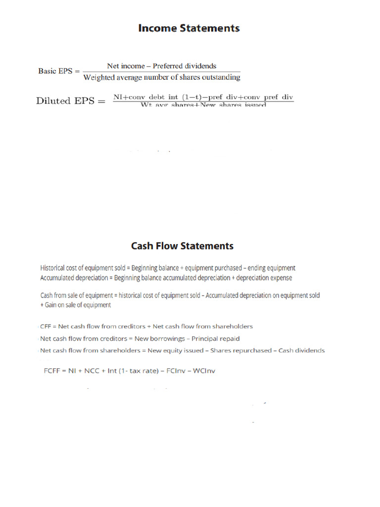 FIN 405 Formula Sheet - Approved | PDF
