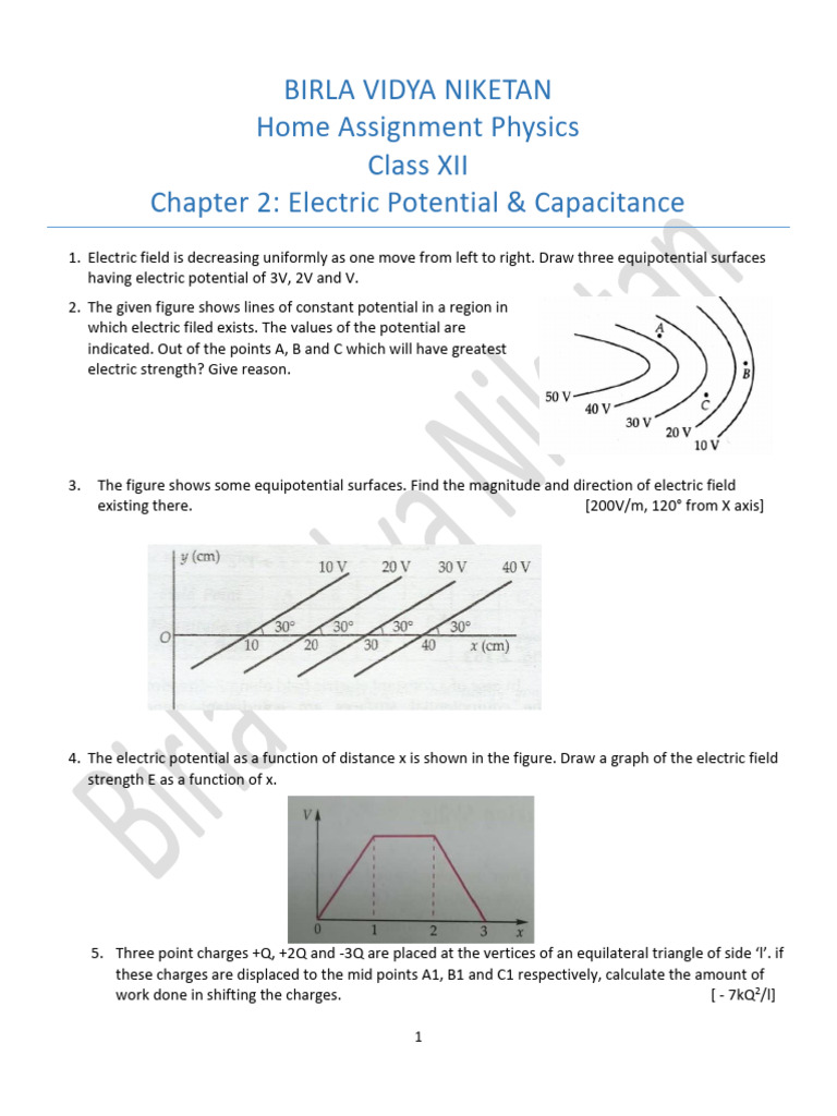 Ch2_physics_home Assignment_electric Potential and Capacitance | PDF | Capacitance | Capacitor