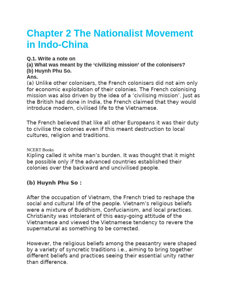 History Chapter 2 The Nationalist Movement in Indo-China | PDF | Vietnam | Viet Cong