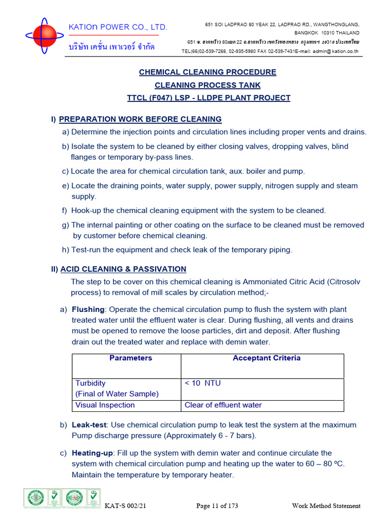 Chemical Cleaning Procedure | PDF | Materials | Industrial Processes
