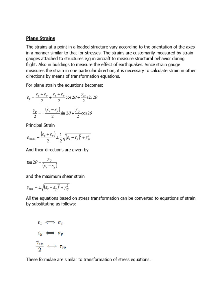 Understanding Plane Strain and Gauges | PDF | Stress (Mechanics ...