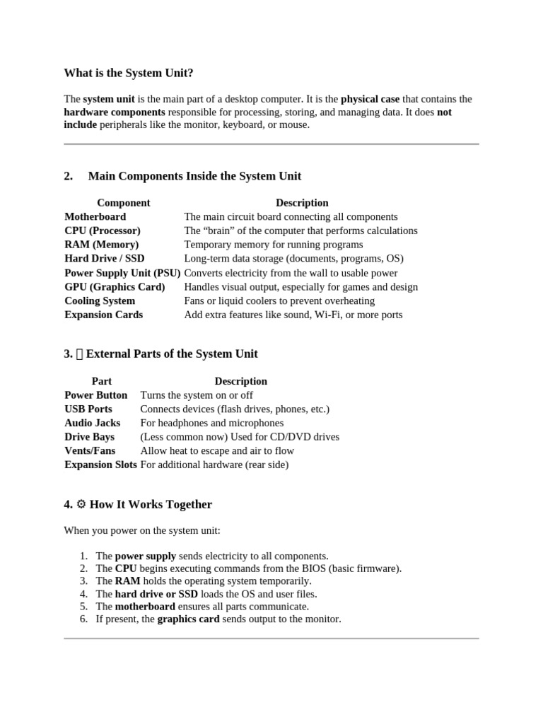 What is the System Unit | PDF | Computer Hardware | Personal Computing