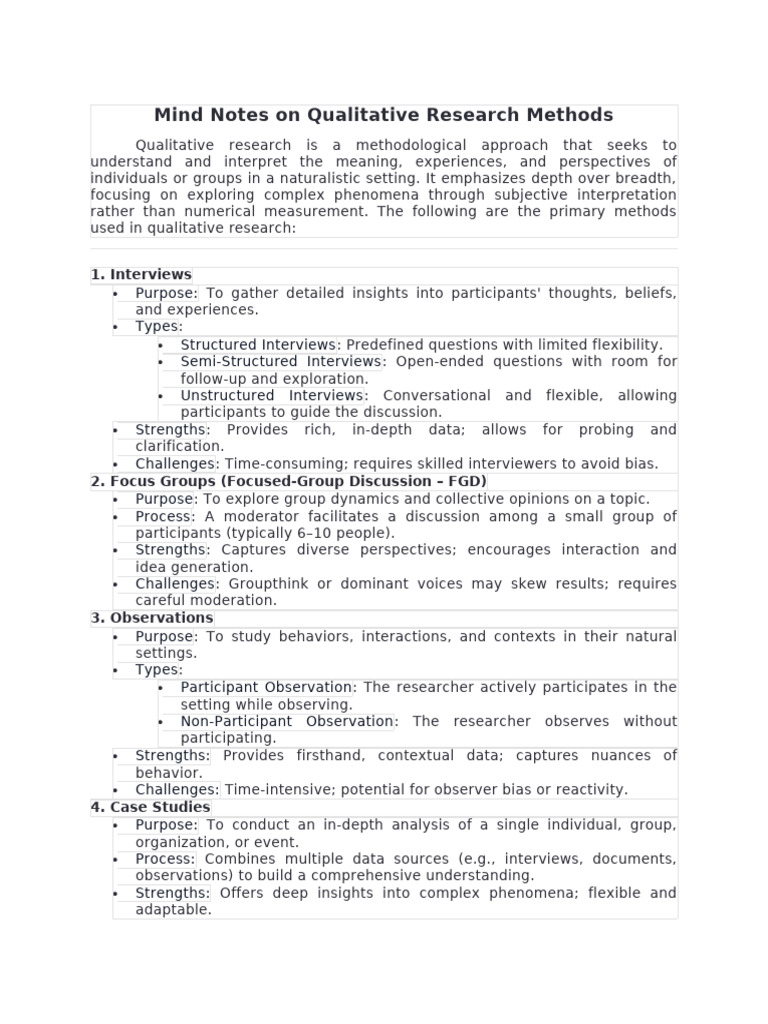 Mind Notes On Qualitative Research Methods 1of9 | PDF | Qualitative ...
