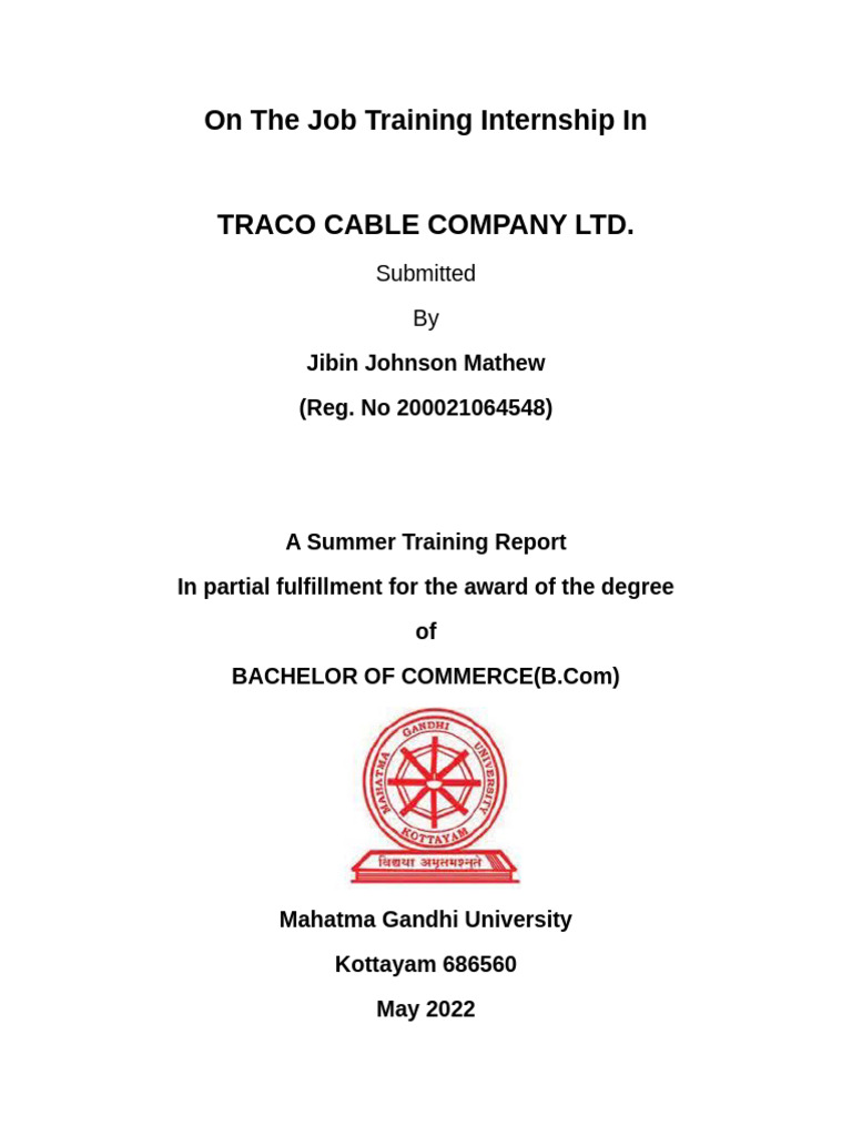 OJT Report - Jibin Johnson | PDF | Employment | Electrical Wiring