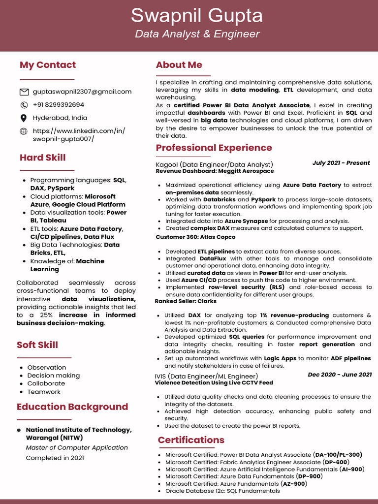 Swapnil Analytics Engineer CV | PDF | Microsoft Azure | Data