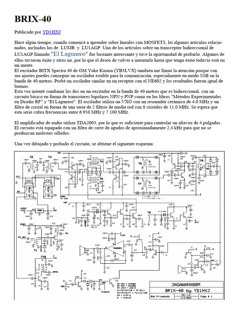 Experimento con BRIX-40 y BITX Spectra 40 | PDF | Filtro electronico ...