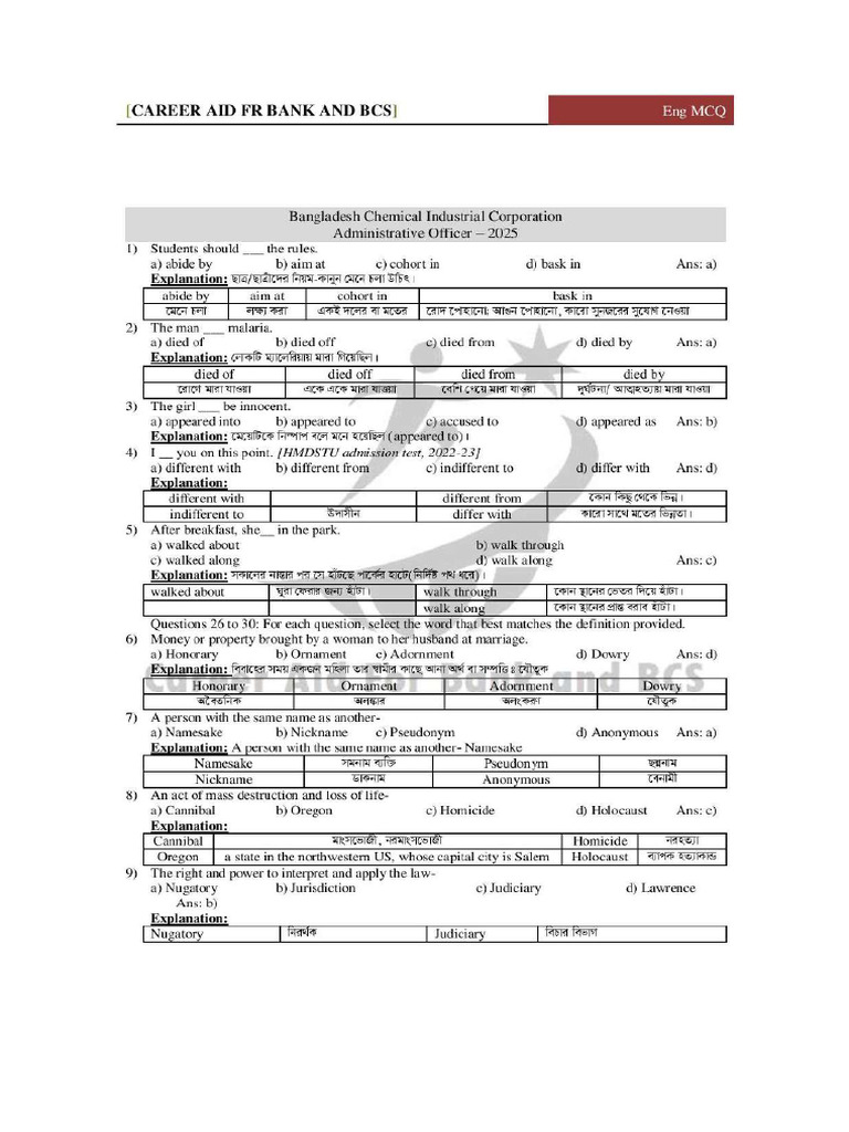 English Preli MCQ | PDF