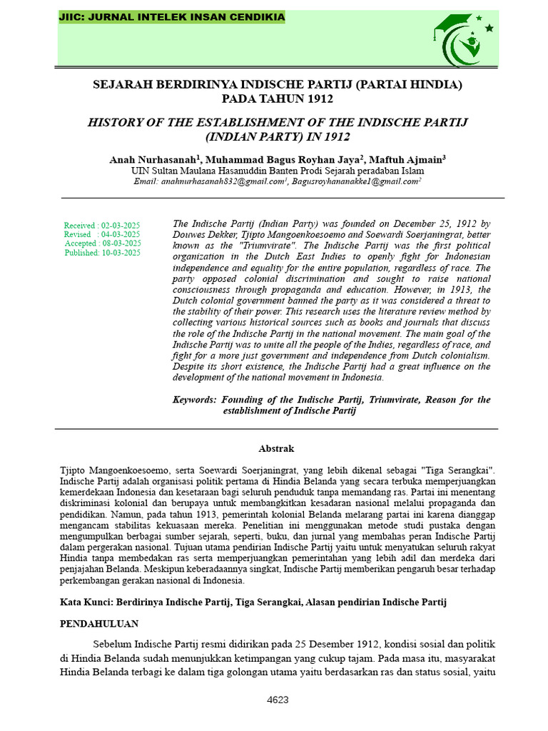 History of The Establishment of The Indische Partij (Indian Party) in ...