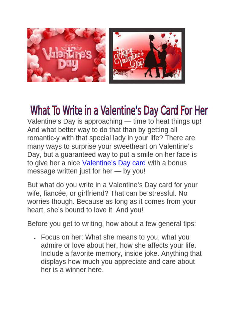 What To Write in A Valentine | PDF