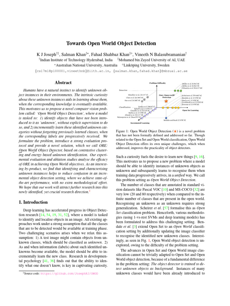 2021 Joseph Et Al Towards Open World Object Detection Pdf Cluster