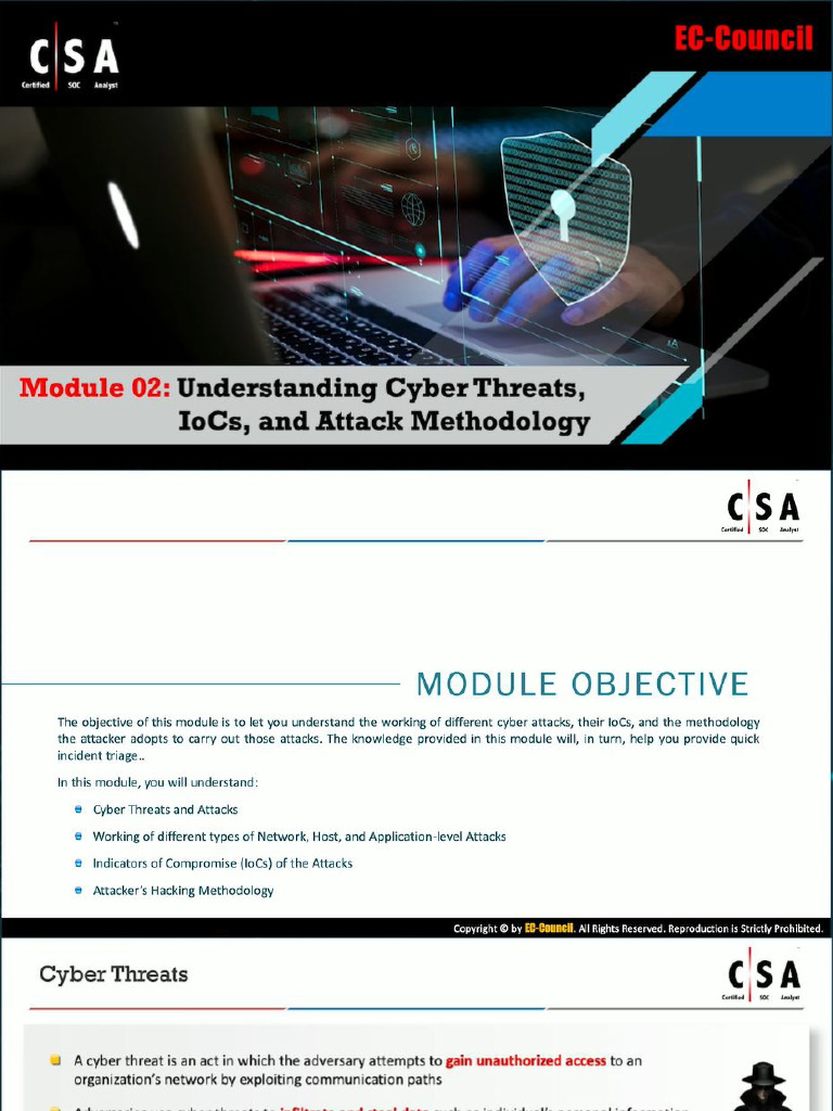 Module 2 Understanding Cyber Threats, IoCs, and Attack Methodology | PDF