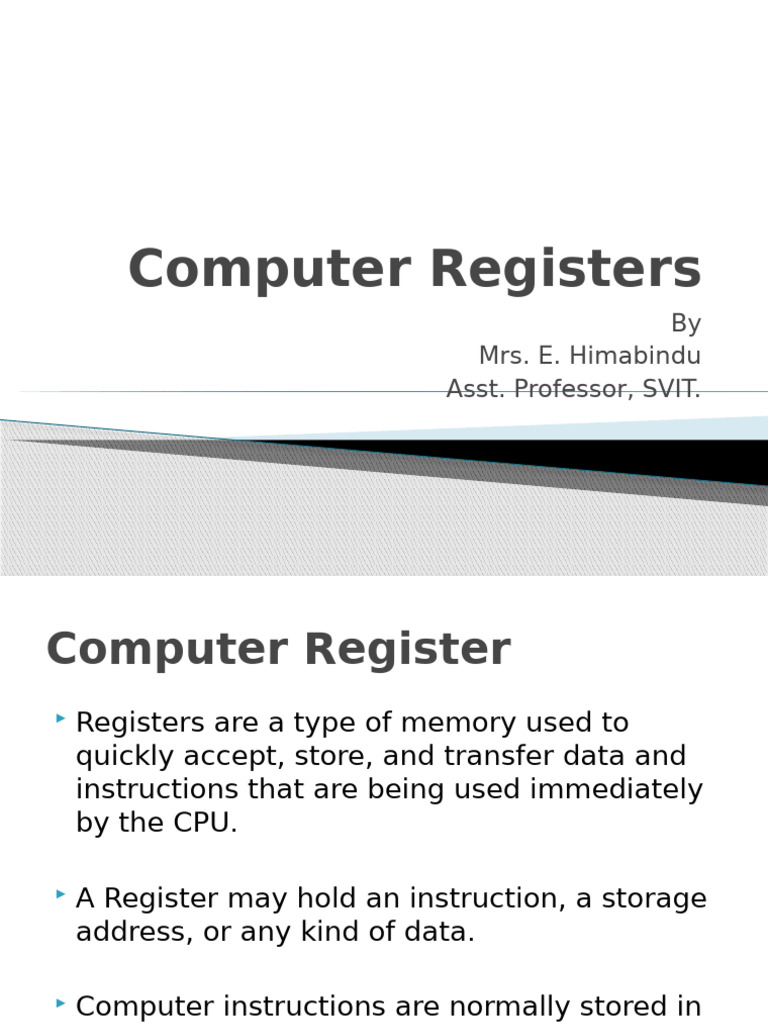 Computer Registers | PDF | Computer Data Storage | Bit