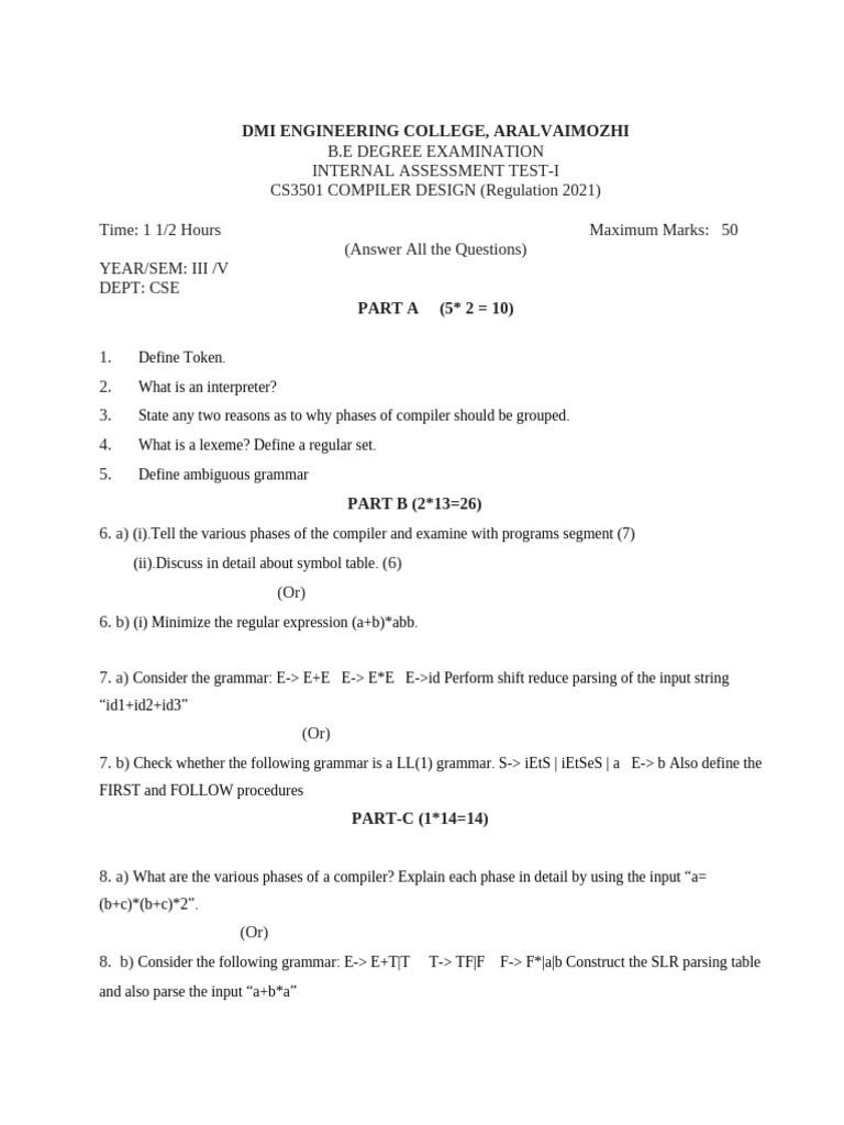 S5 CS3501 QP1 Iat1 | PDF