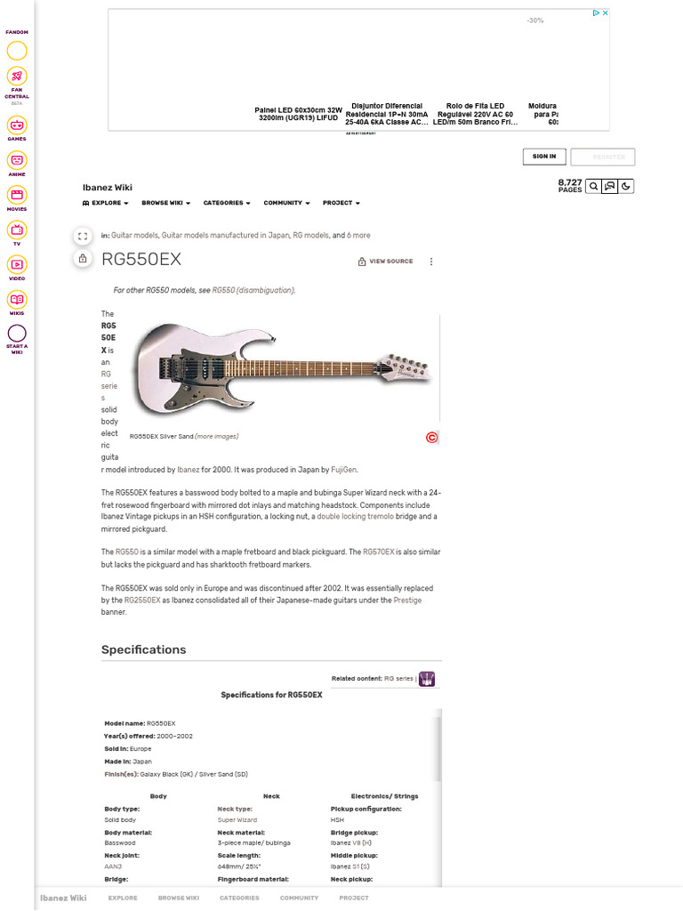 RG550EX - Ibanez Wiki - Fandom | PDF | Guitars | Music Technology