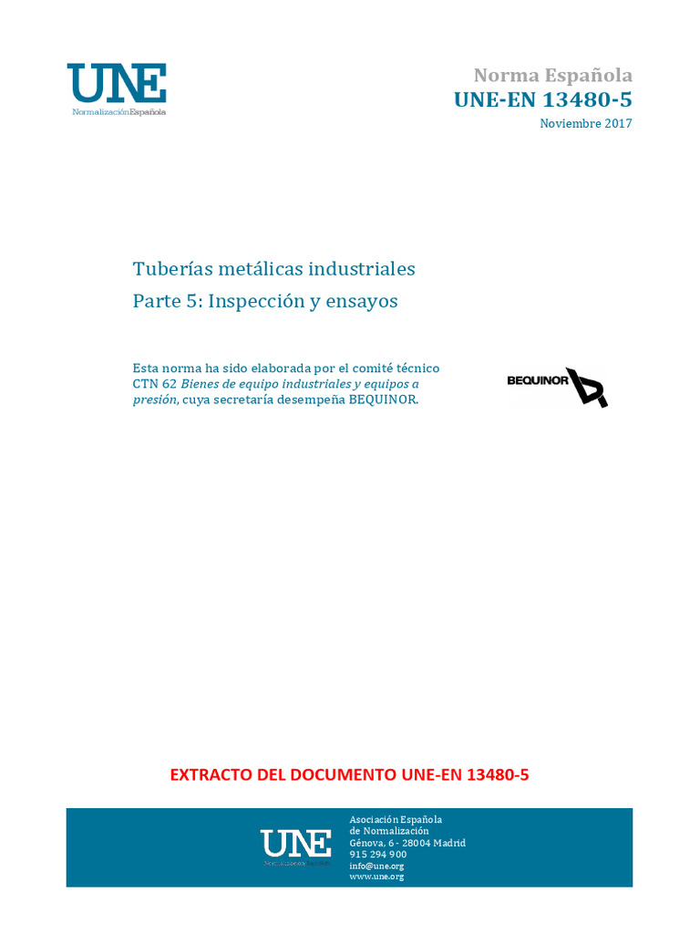 Norma UNE-EN 13480-5: Inspección y Ensayos | PDF | Pruebas no ...