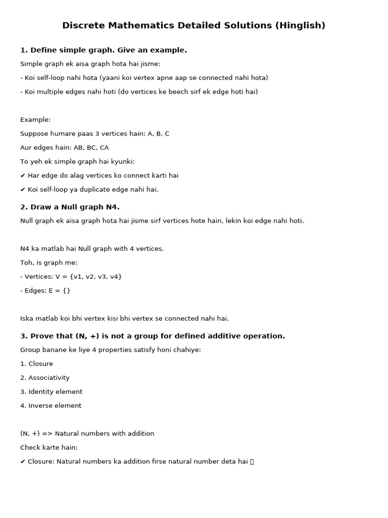 Discrete Math Detailed 1 To 15 Hinglish | PDF | Vertex (Graph Theory) | Function (Mathematics)