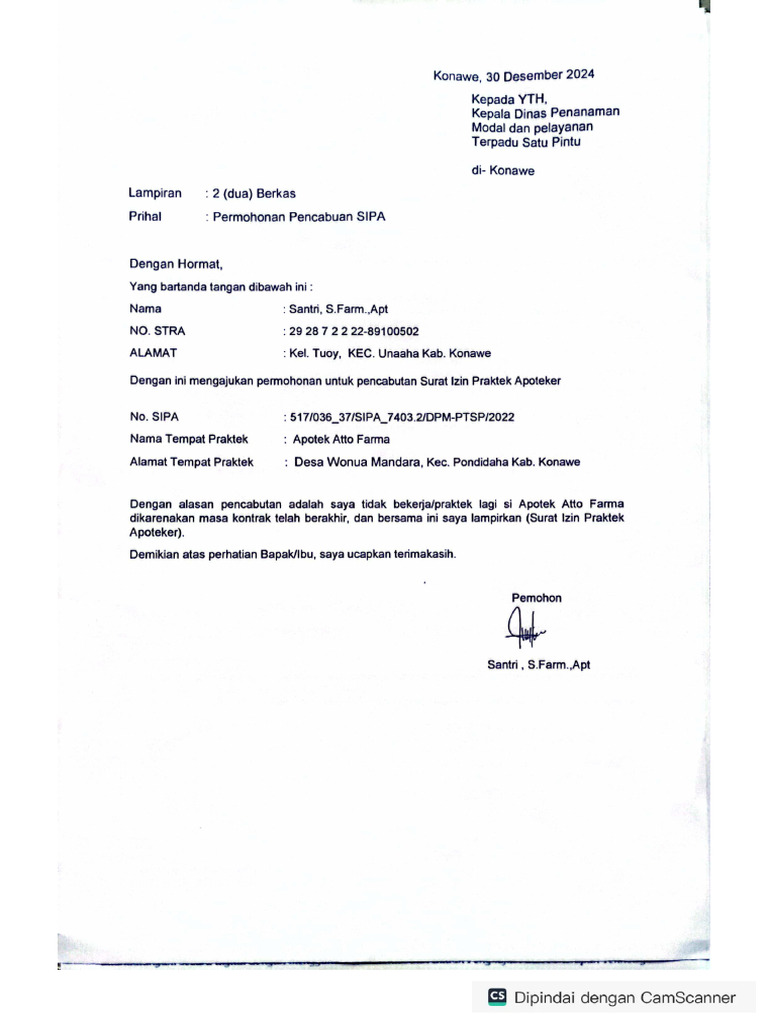 Permohonan Pencabutan Sipa | PDF