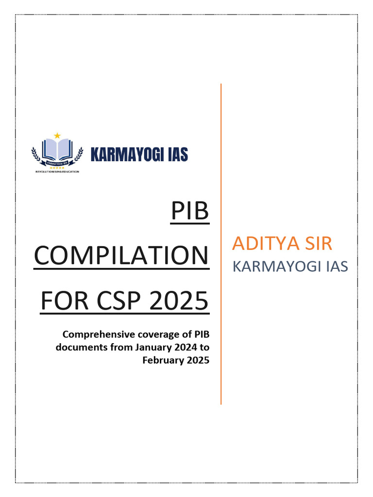 PIB Monthly Compilation: Jan 2024 - Feb 2025 | PDF