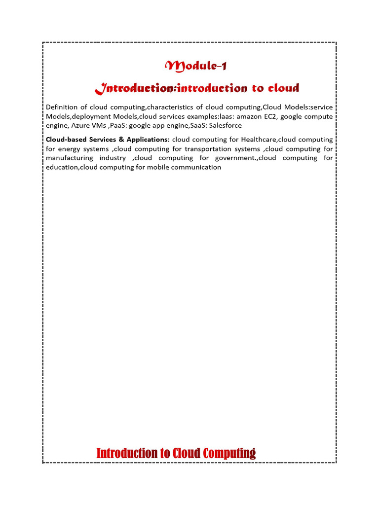 Introduction To Cloud Computing-Module 1 | PDF | Cloud Computing ...