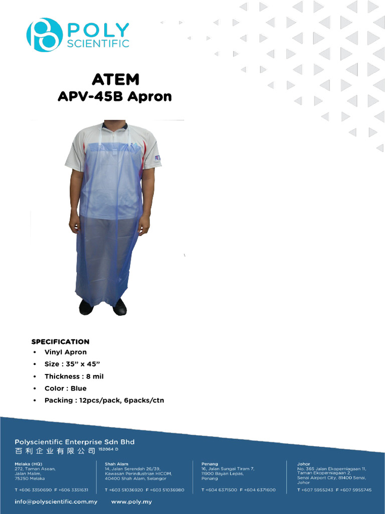 ATEM APV-45B Blue Vinyl Apron - 8mil | PDF