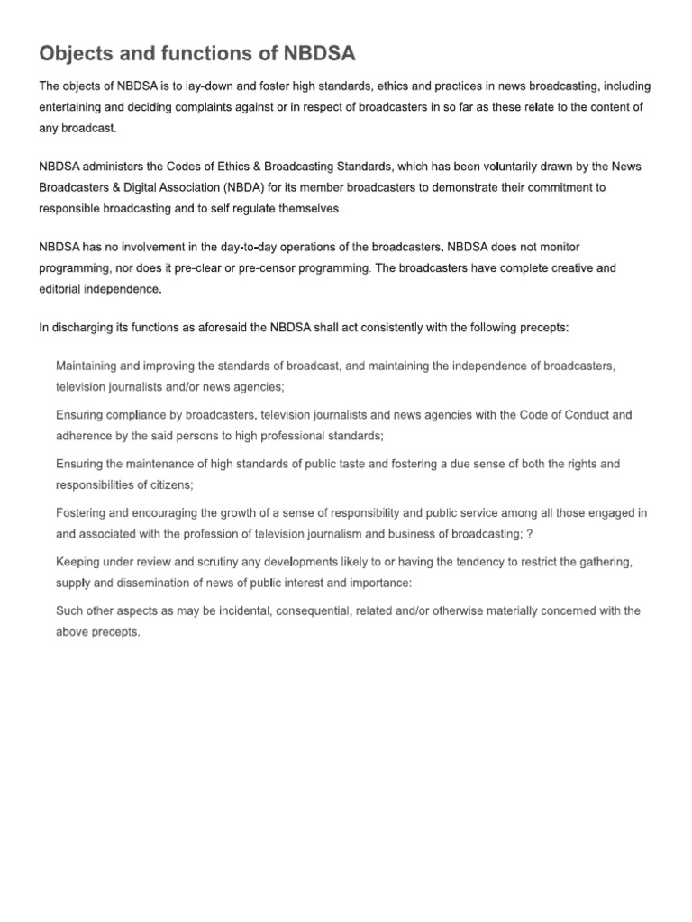 Objects and Functions of NBDSA | PDF