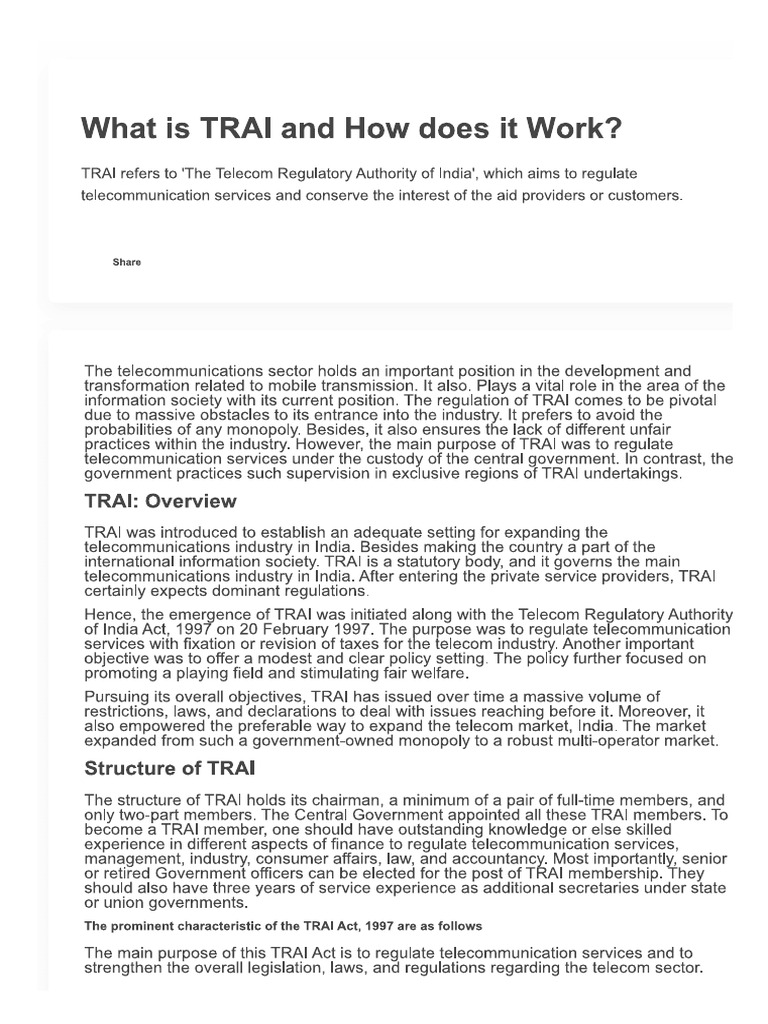 How Does Trai Work | PDF