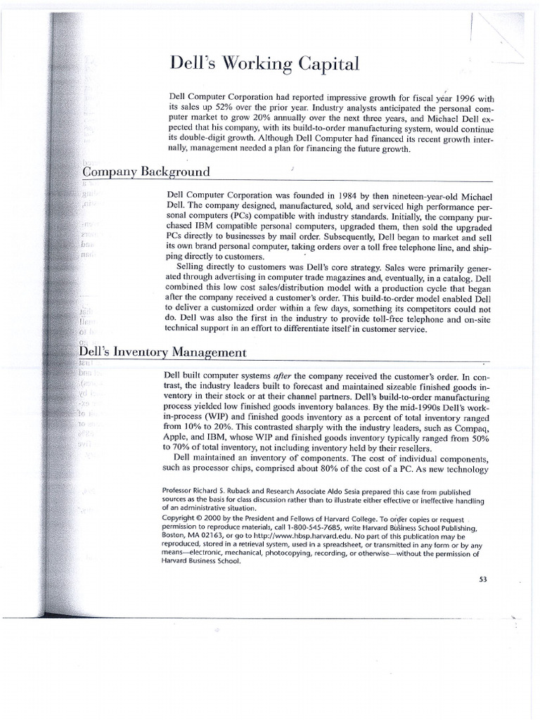 Case Study-Dell Working Capital | PDF