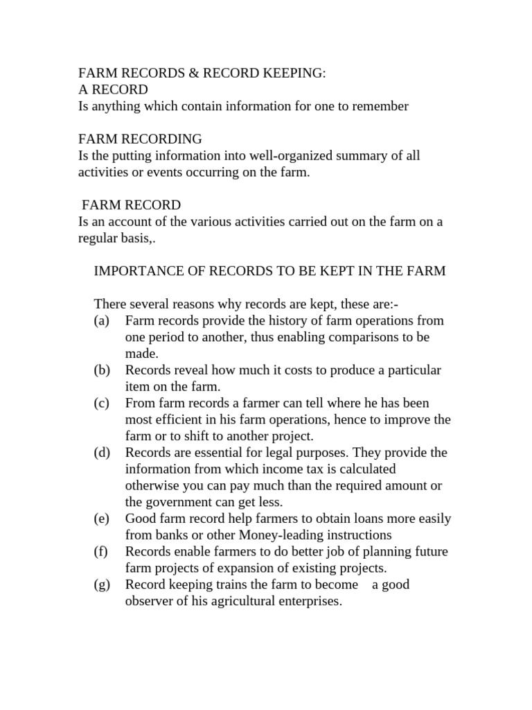 Farm Records Mlay Edited | PDF | Farms | Crops