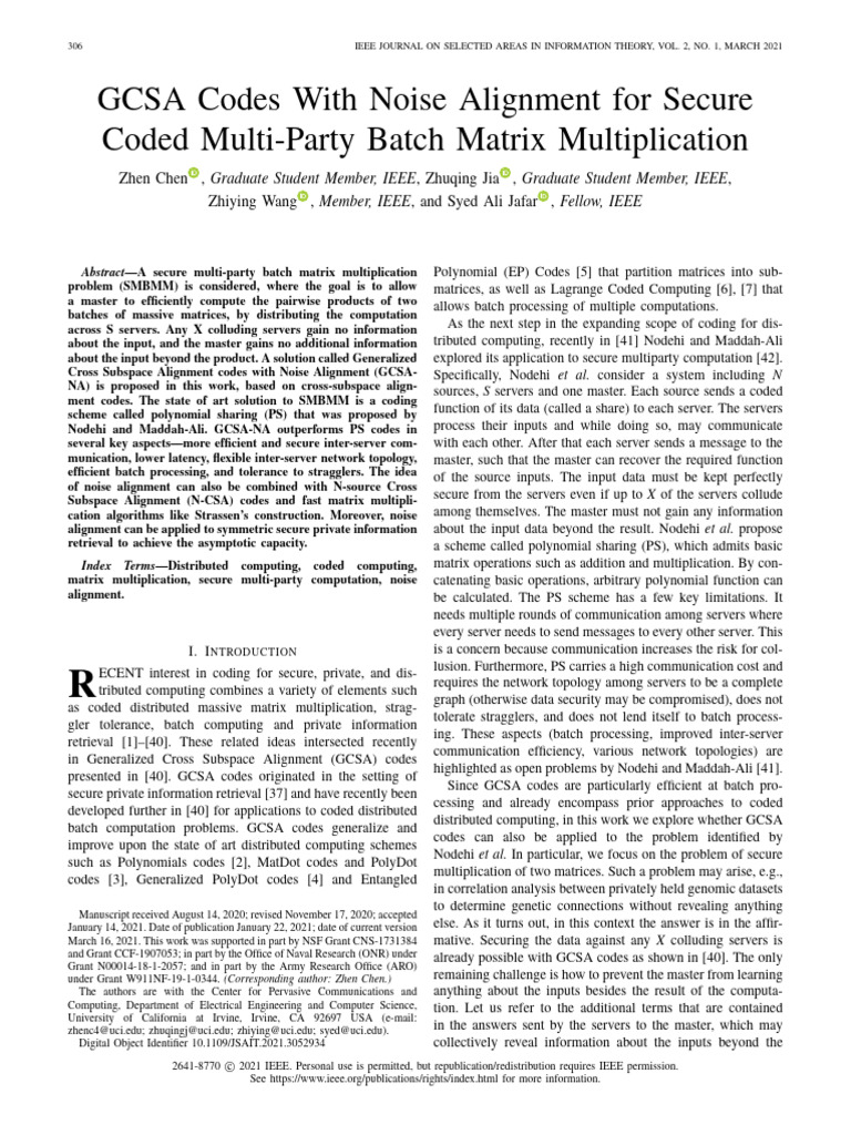 GCSA Codes With Noise Alignment For Secure Coded Multi-Party Batch ...