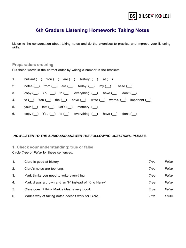 7 Taking Notes Listening | PDF | Vocabulary | Cognition