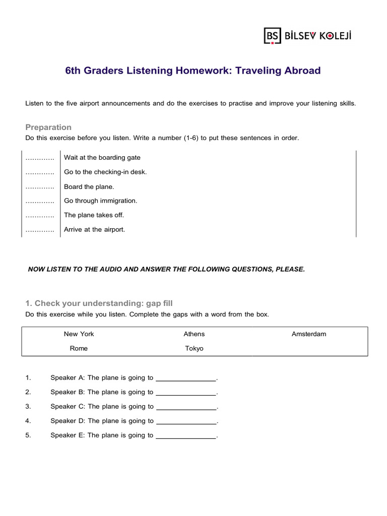 10 Travelling Abroad Listening | PDF