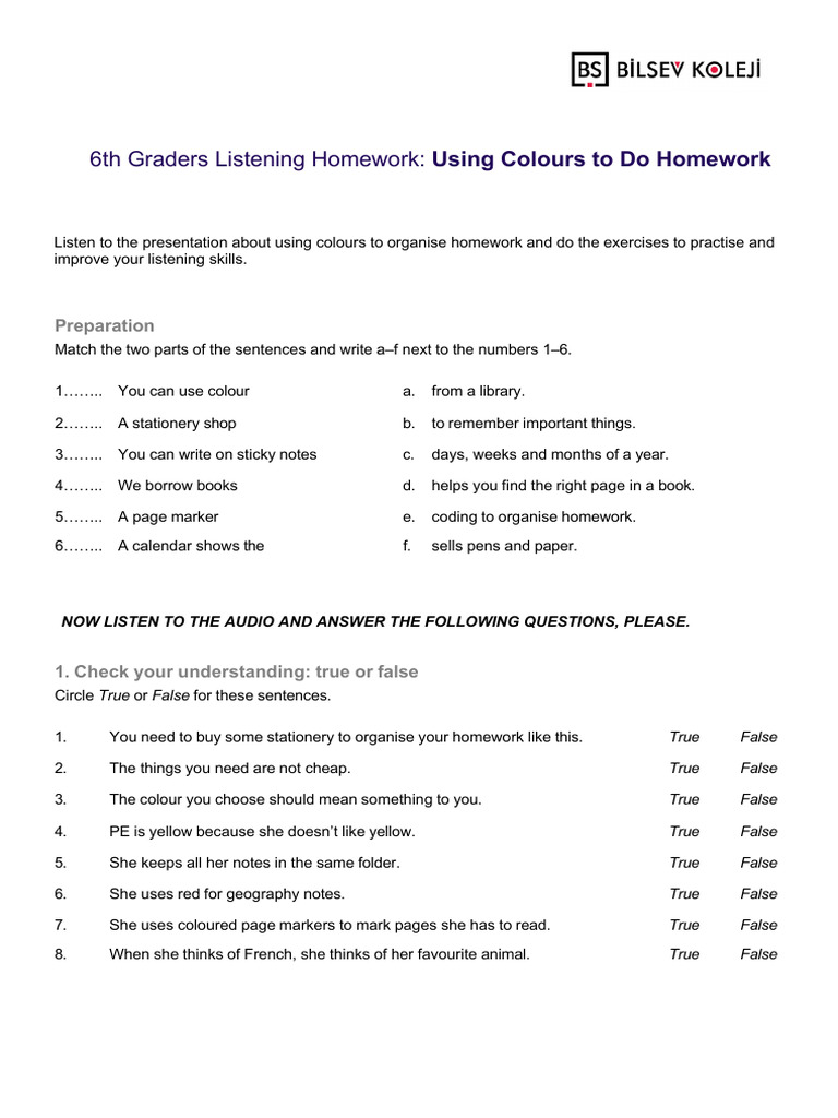 11 Using Colours To Do Homework Listening | PDF | Human Communication